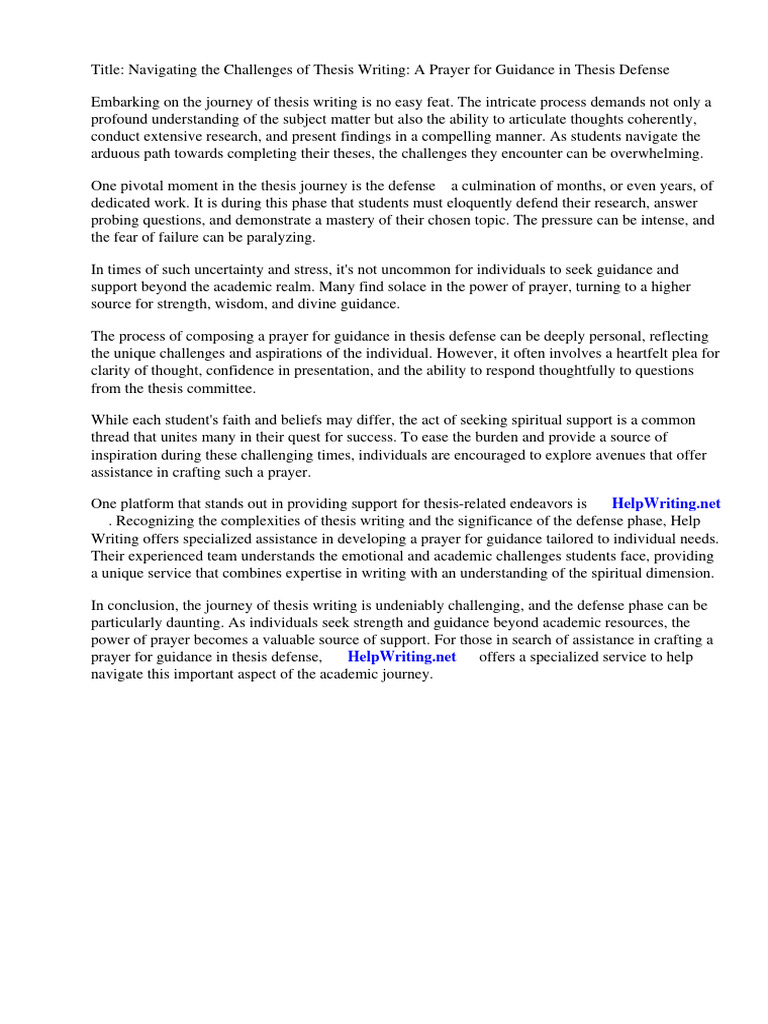 Prayer for Guidance in Thesis Defense | PDF | Prayer | Faith