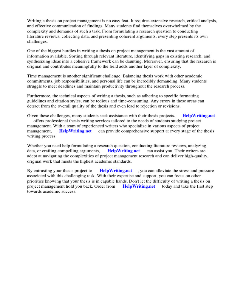 Thesis Project Management | PDF | Thesis | Project Management