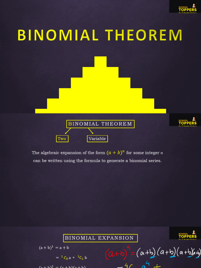 Binomial Theorem Full Notes - Manpada XI | PDF | Numbers | Equations