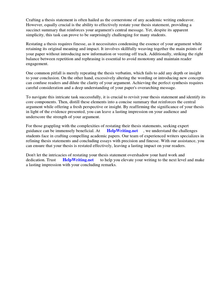 How to Effectively Restate a Thesis | PDF | Essays | Thesis