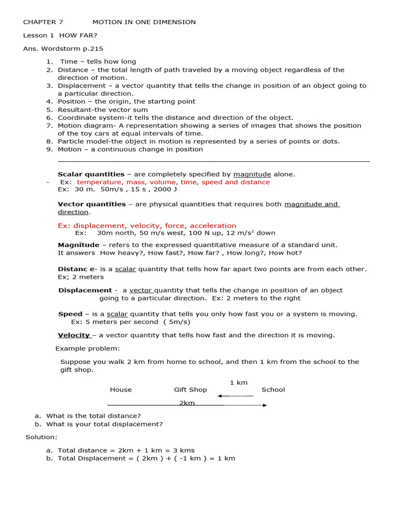 Motion in One Dimension | PDF | Speed | Euclidean Vector