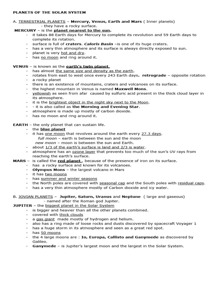 Planets Of The Solar System Download Free Pdf Saturn Planets