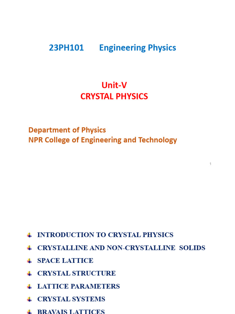Engineering Physics Unit V 23PH101 | PDF