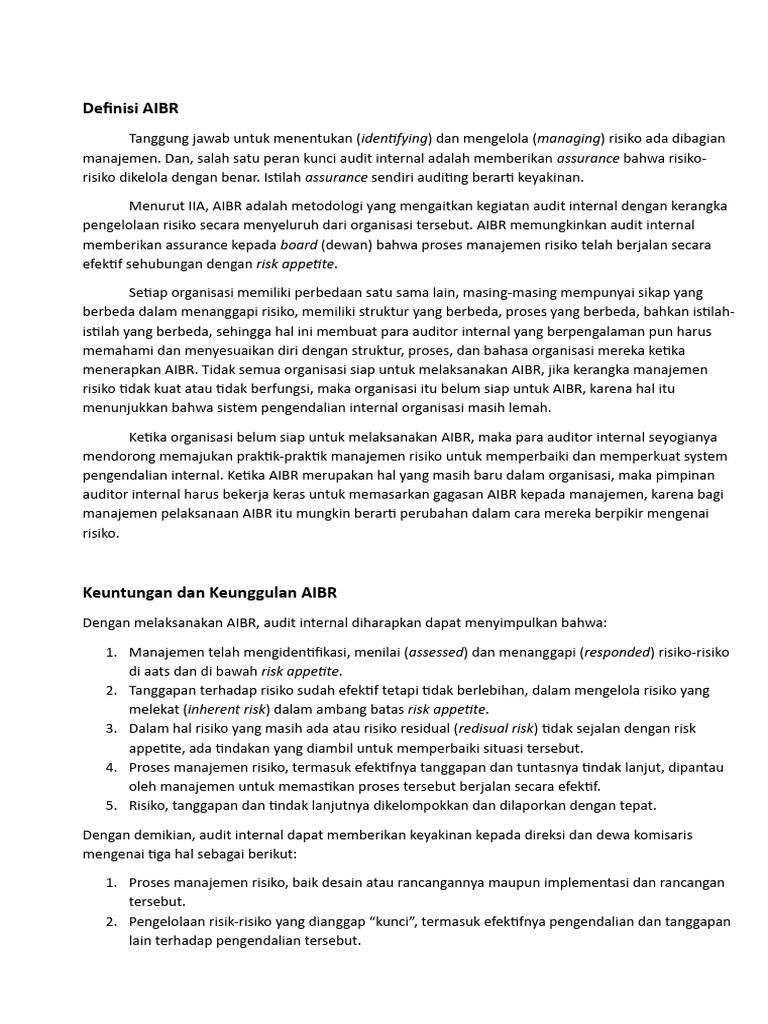 Panduan AIBR untuk Auditor Internal | PDF