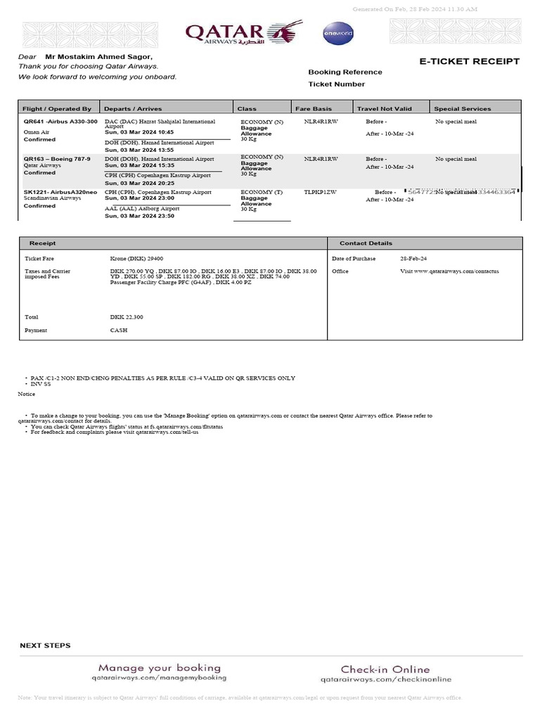 E Ticket Receipt | PDF