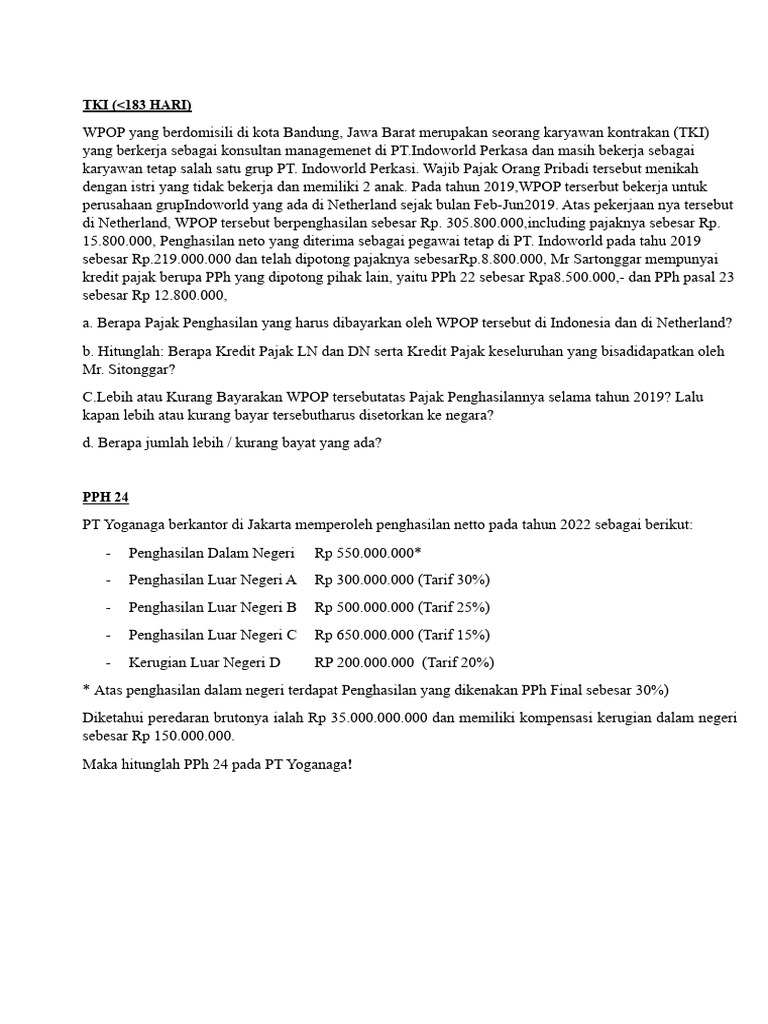 Kisi-Kisi Pajak Inter (UTS) | PDF