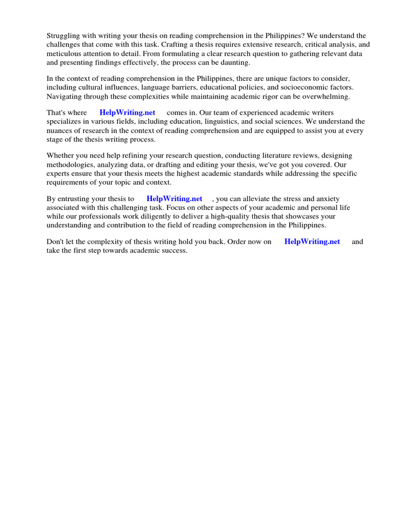 Sample Thesis Title About Reading Comprehension in The Philippines | PDF | Reading Comprehension ...