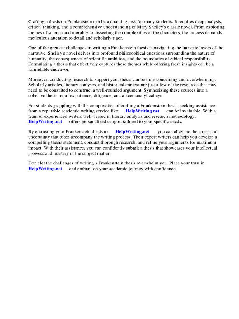 Frankenstein Thesis Examples | PDF