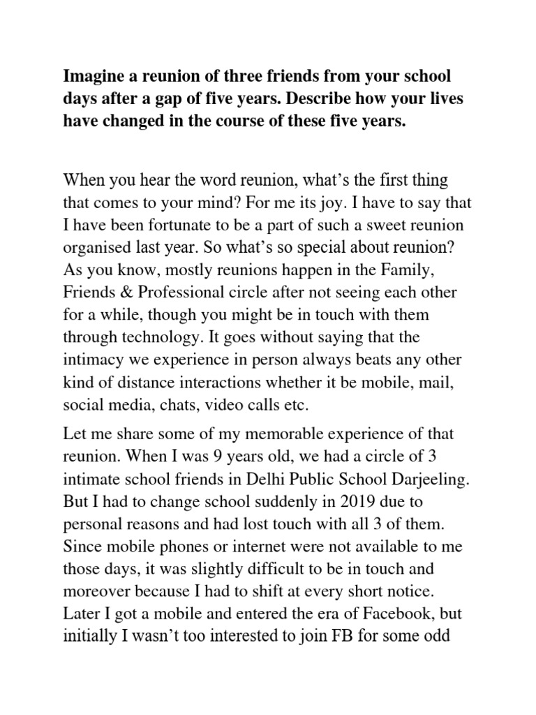 School Reunion Descriptive Writing | PDF