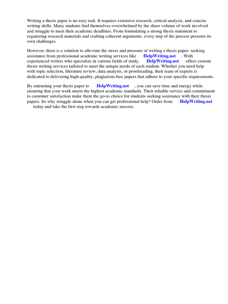 How To Write A Thesis Paper PDF | PDF