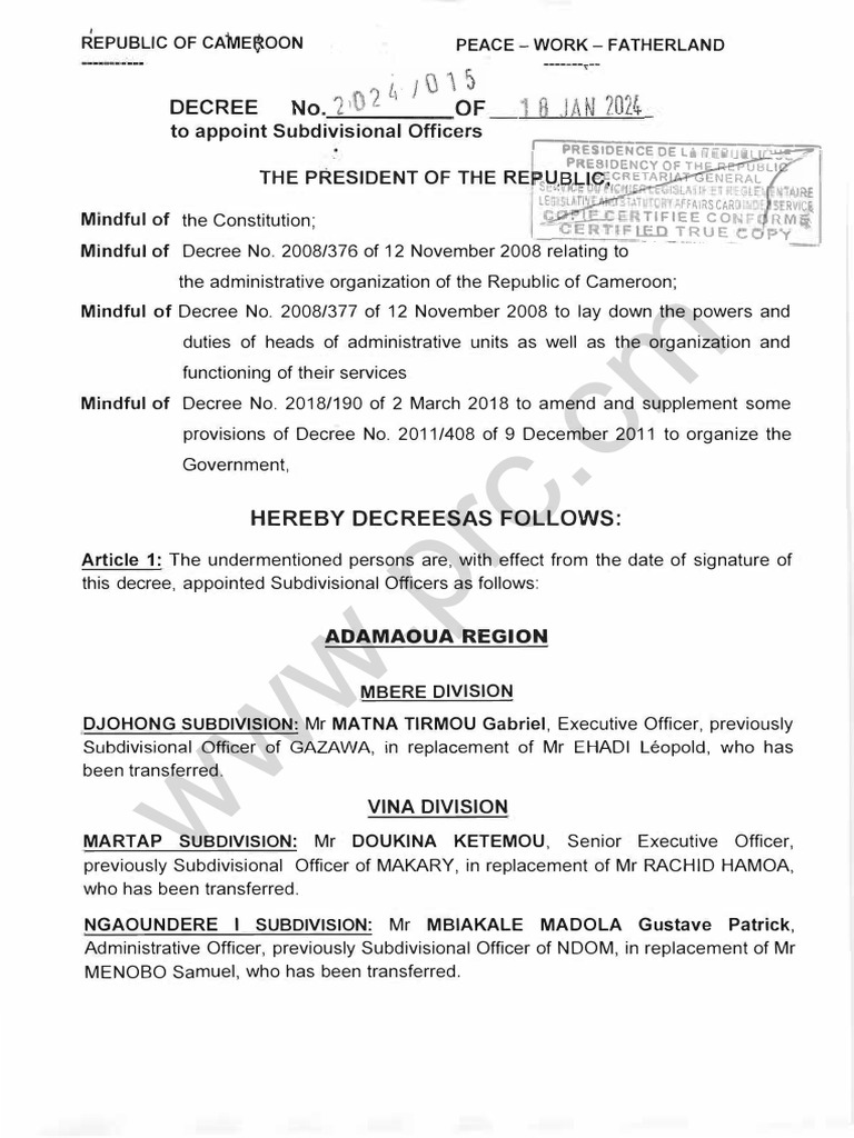 WWW - PRC.CM: Decree | PDF | Bantu | Cameroon