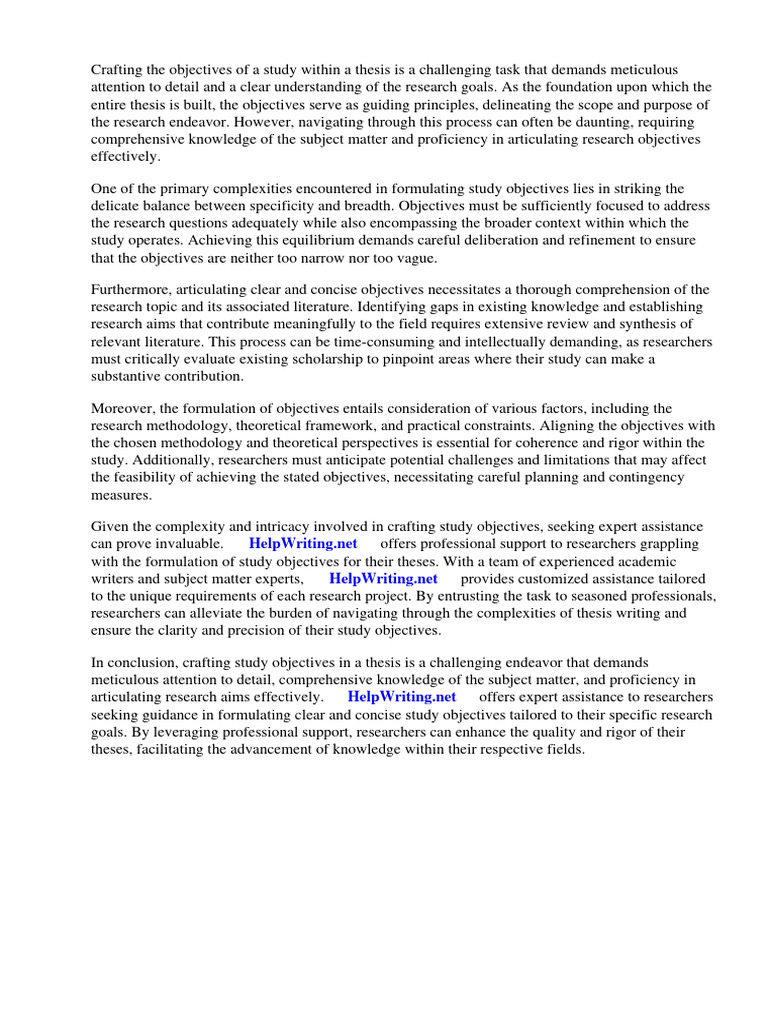 How to Make Objectives of the Study in Thesis | PDF | Methodology | Thesis