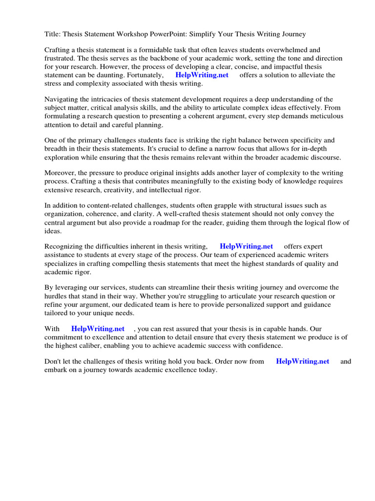 Thesis Statement Workshop Powerpoint | Download Free PDF | Essays | Thesis
