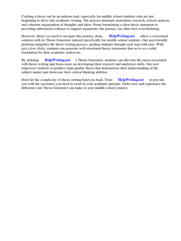 Thesis Generator For Middle School | PDF | Essays | Thesis