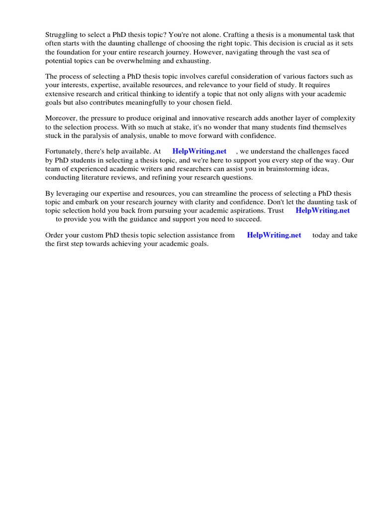 How To Select PHD Thesis Topic | PDF | Thesis | Expert