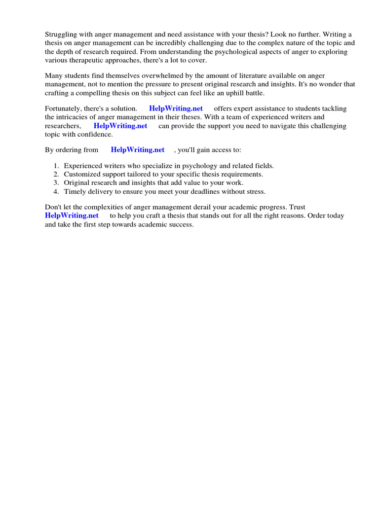 Anger Management Thesis | Download Free PDF | Anger | Feeling