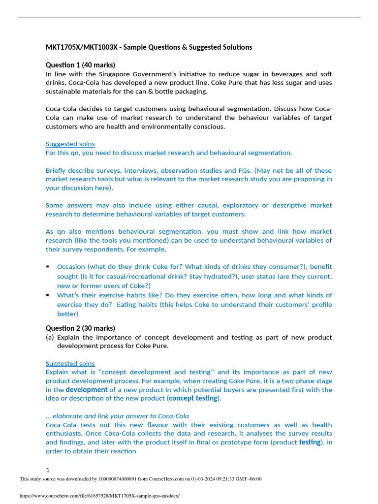 MKT1705X Sample Qns Ans | PDF | Social Media | Popular Culture & Media Studies