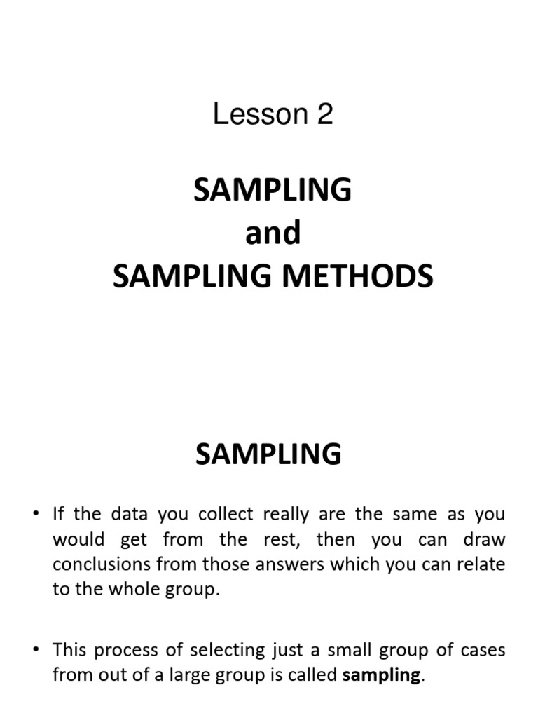 Unit 2 - Sampling Designs | PDF