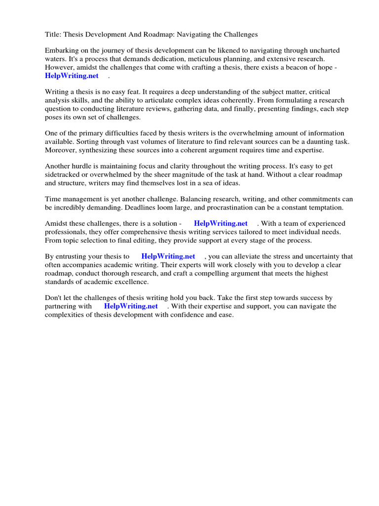 Thesis Development and Roadmap | PDF | Methodology | Thesis