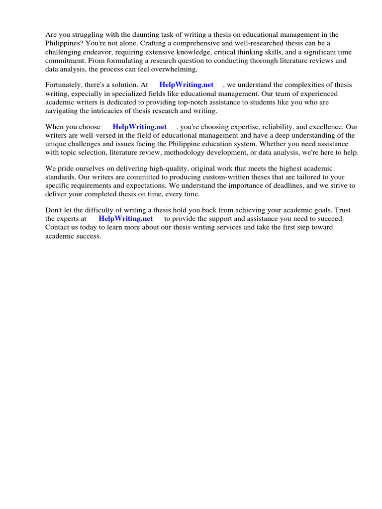 Thesis Writing Help for Educational Management | PDF | Thesis | Philippines