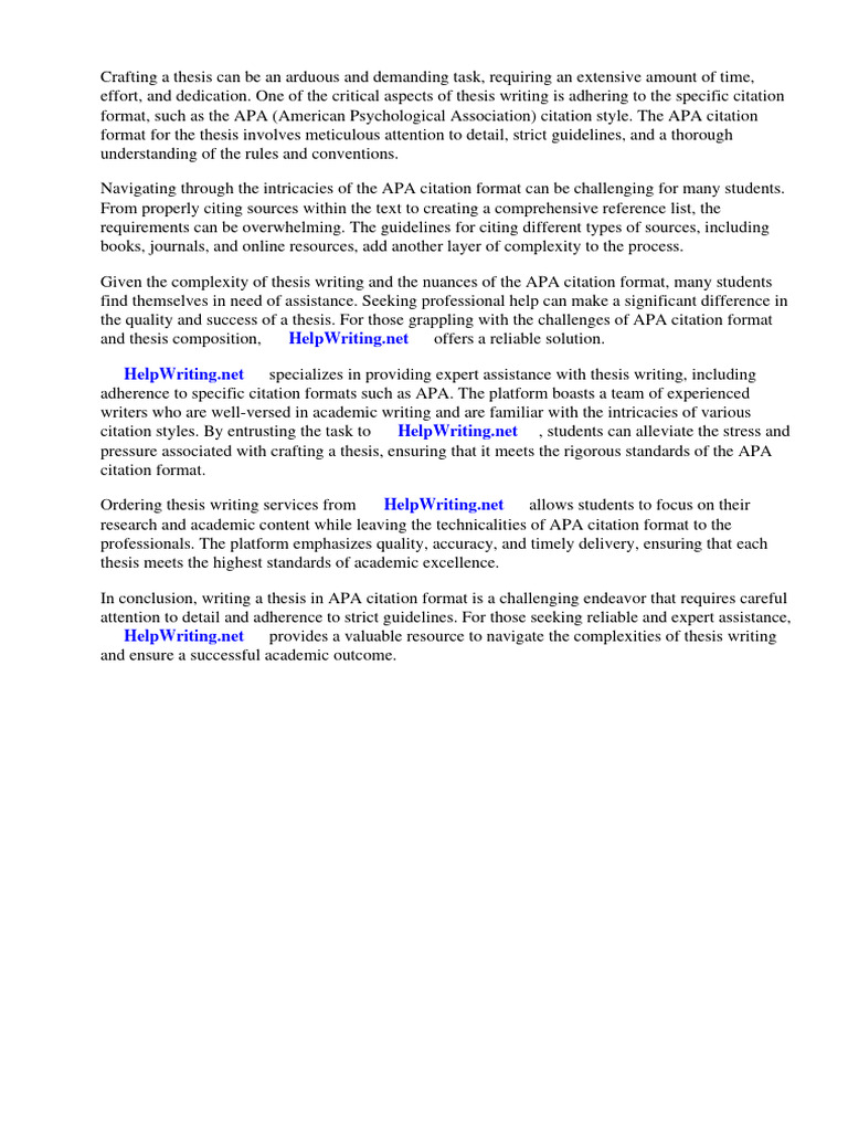 Apa Citation Format Thesis | Download Free PDF | Apa Style | Citation