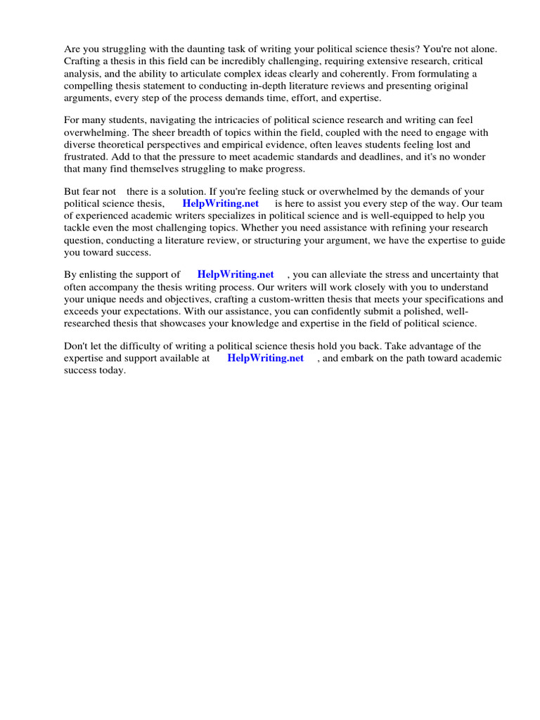 Political Science Thesis Examples | PDF