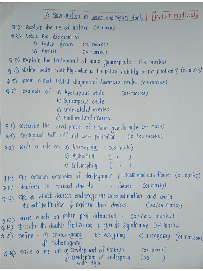 Biology Imp Questions | PDF