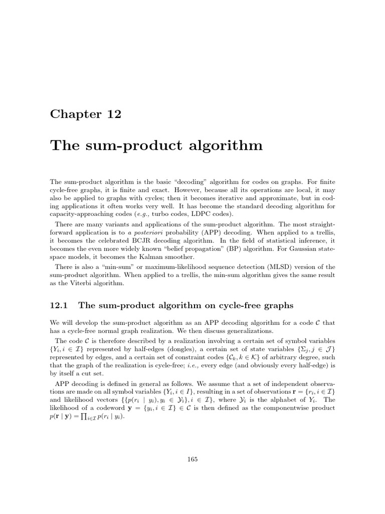 The Sum-Product Algorithm On Cycle-Free Graphs | PDF