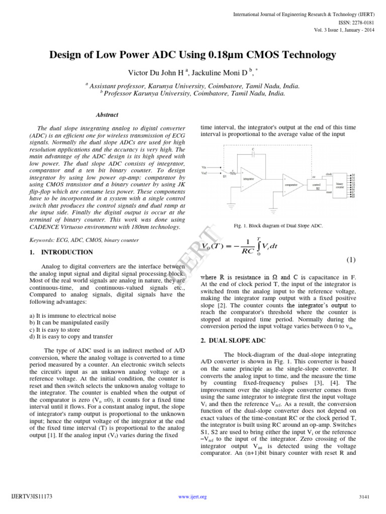 Design of Low Power Adc Using 0.18m Cmos Technology IJERTV3IS11173 | PDF | Operational Amplifier ...