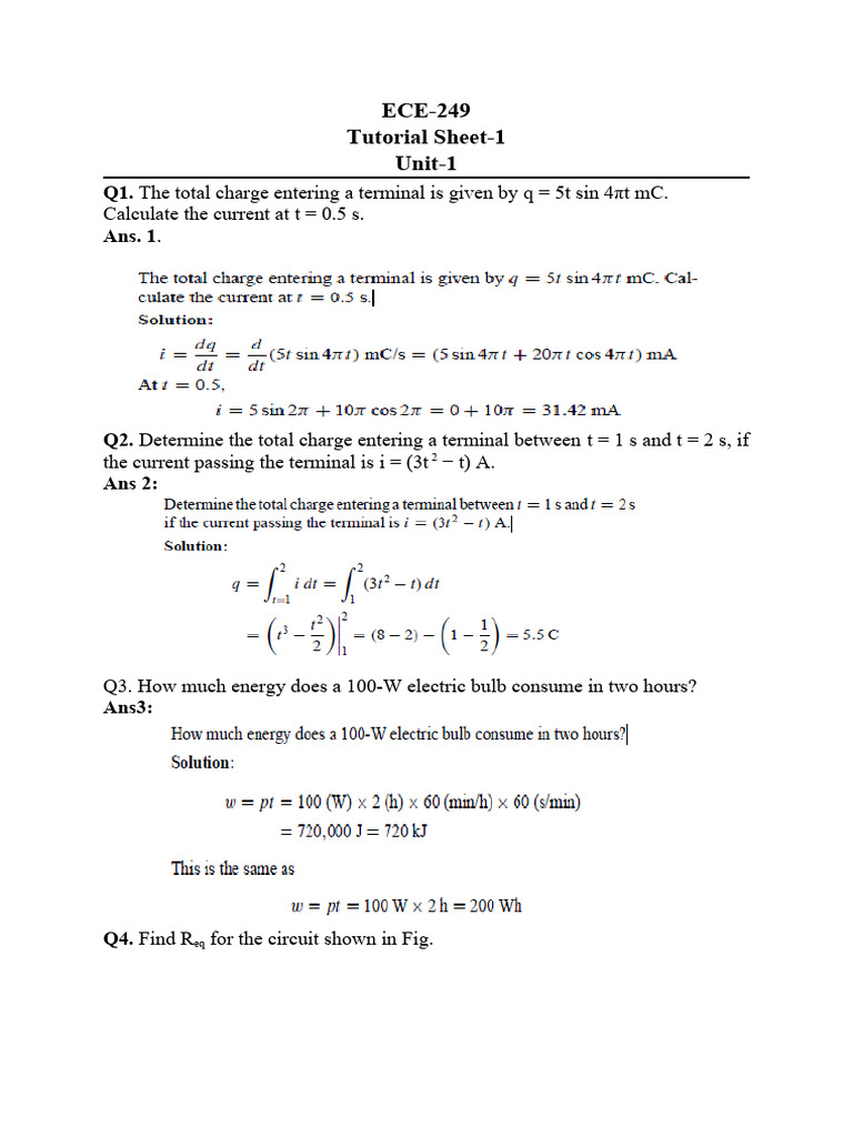 Tutorial Sheet1 Unit1 | PDF | Science & Mathematics