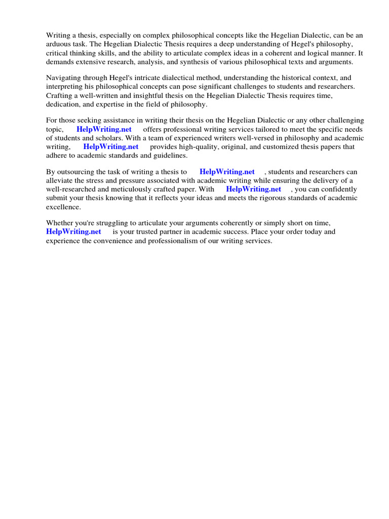 Hegelian Dialectic Thesis | PDF | Dialectic | Georg Wilhelm Friedrich Hegel