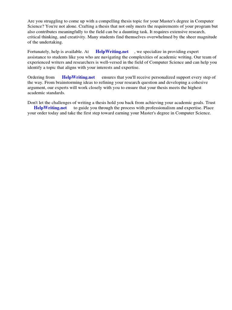 Masters Degree Thesis Topics Computer Science | PDF | Expert | Thesis