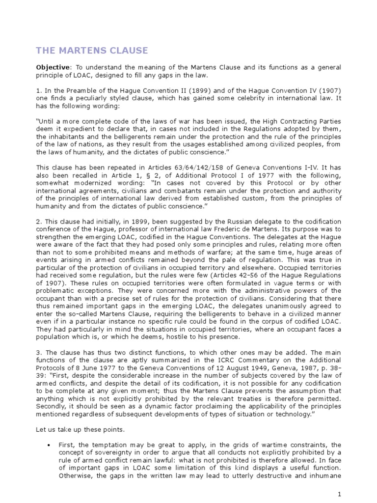 Martens Clauses | PDF | Military Occupation | Cultural Globalization