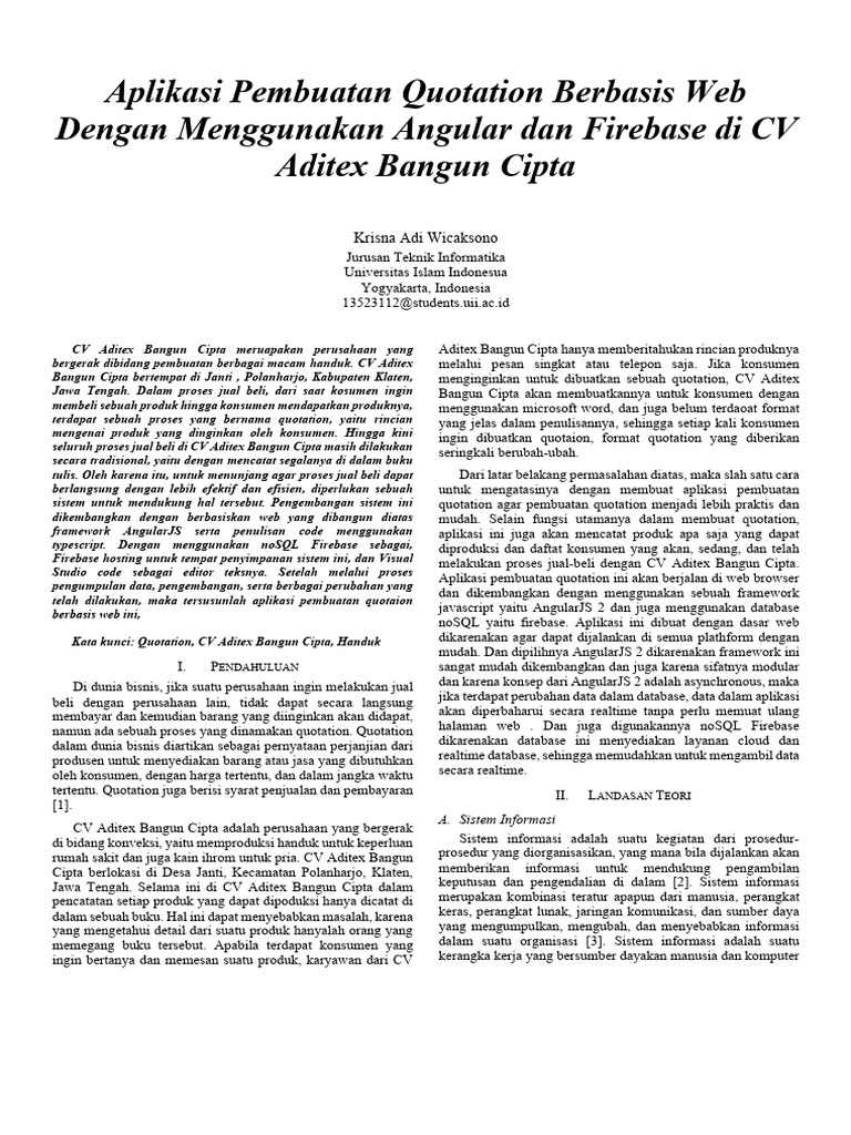 pengetahuan tentang web otomatis quotation alias surat penawaran. | PDF