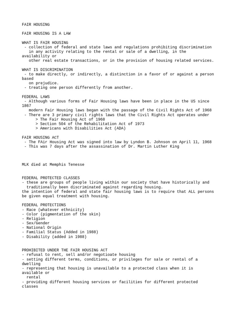 Fair Housing Notes | PDF | Section 504 Of The Rehabilitation Act ...