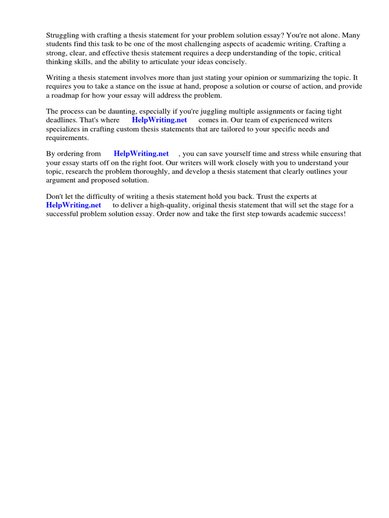 Thesis Statement For Problem Solution Essay | PDF | Essays | Thesis