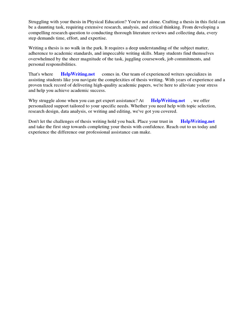 Sample Thesis Title in Physical Education | PDF