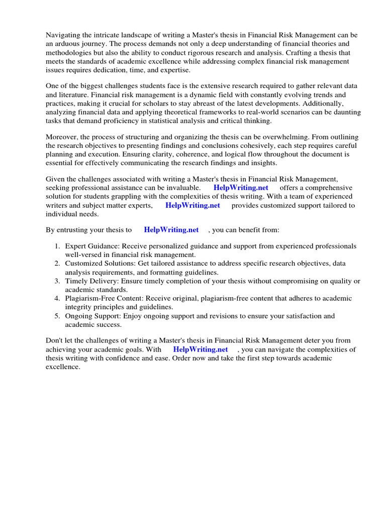 Master Thesis Financial Risk Management | PDF | Risk | Risk Management