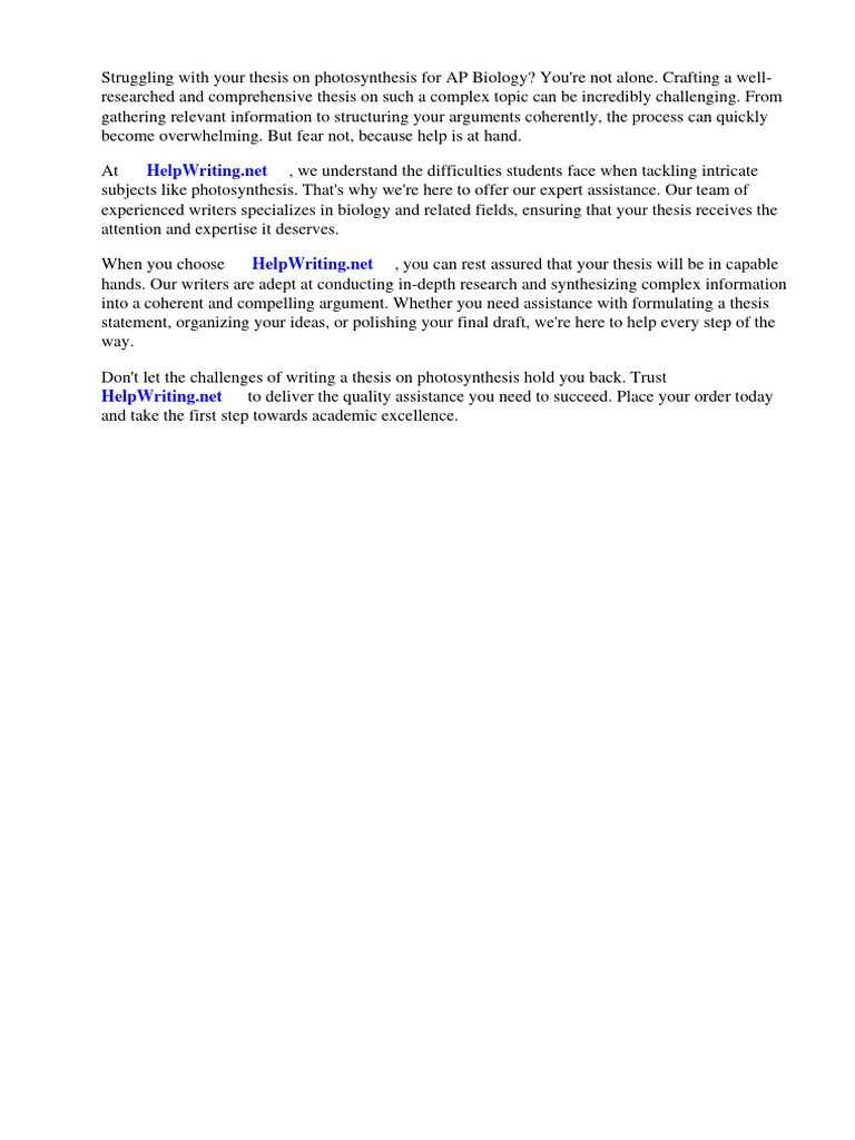 Photosynthesis Essay AP Biology | PDF | Photosynthesis | Biology