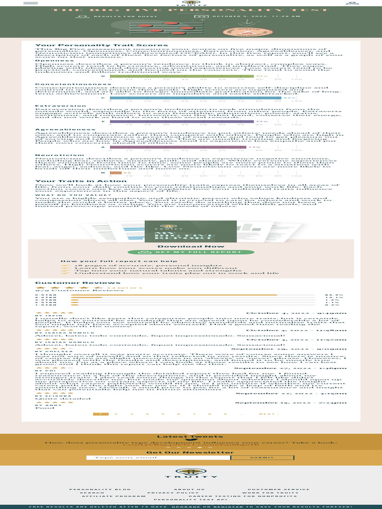 The Big Five Personality Test Truity | PDF | Extraversion And ...