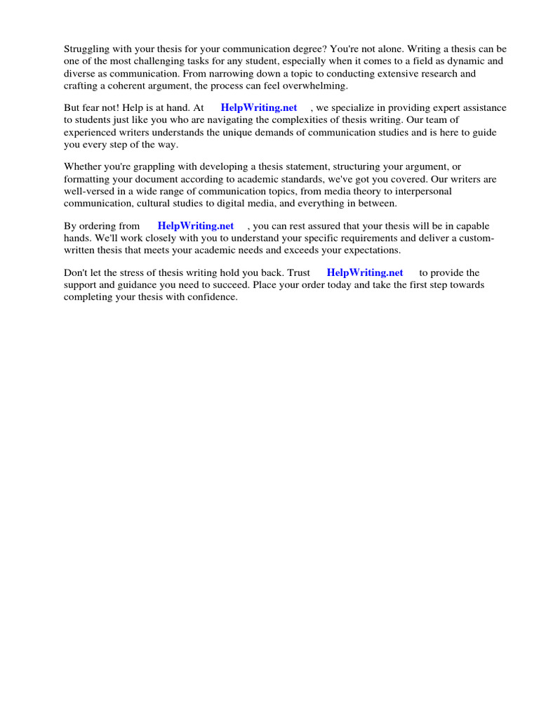 Thesis Ideas For Communication Students | PDF