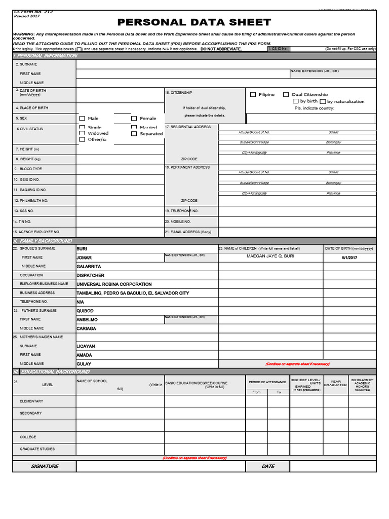 PDS_CS-Form-No.-212-revised_blank | PDF | Affidavit | Justice