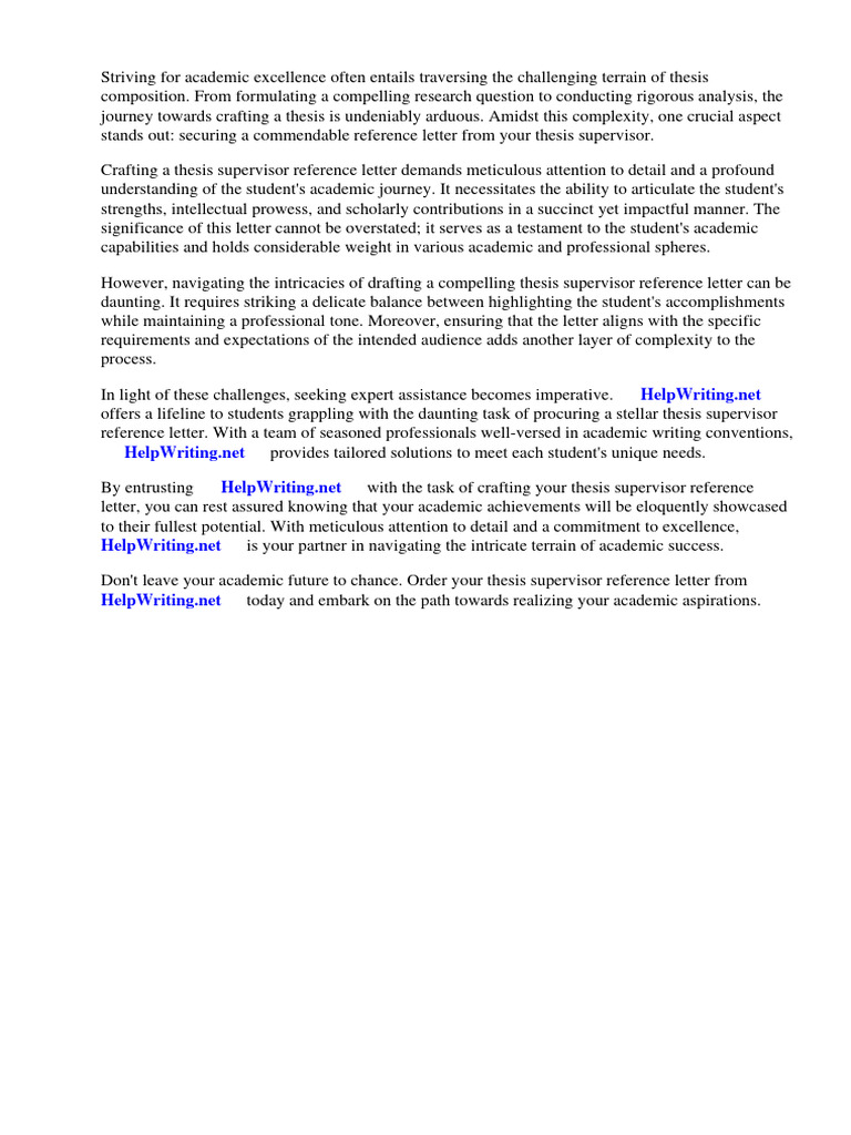 Thesis Supervisor Reference Letter | PDF | Employment | Glasses