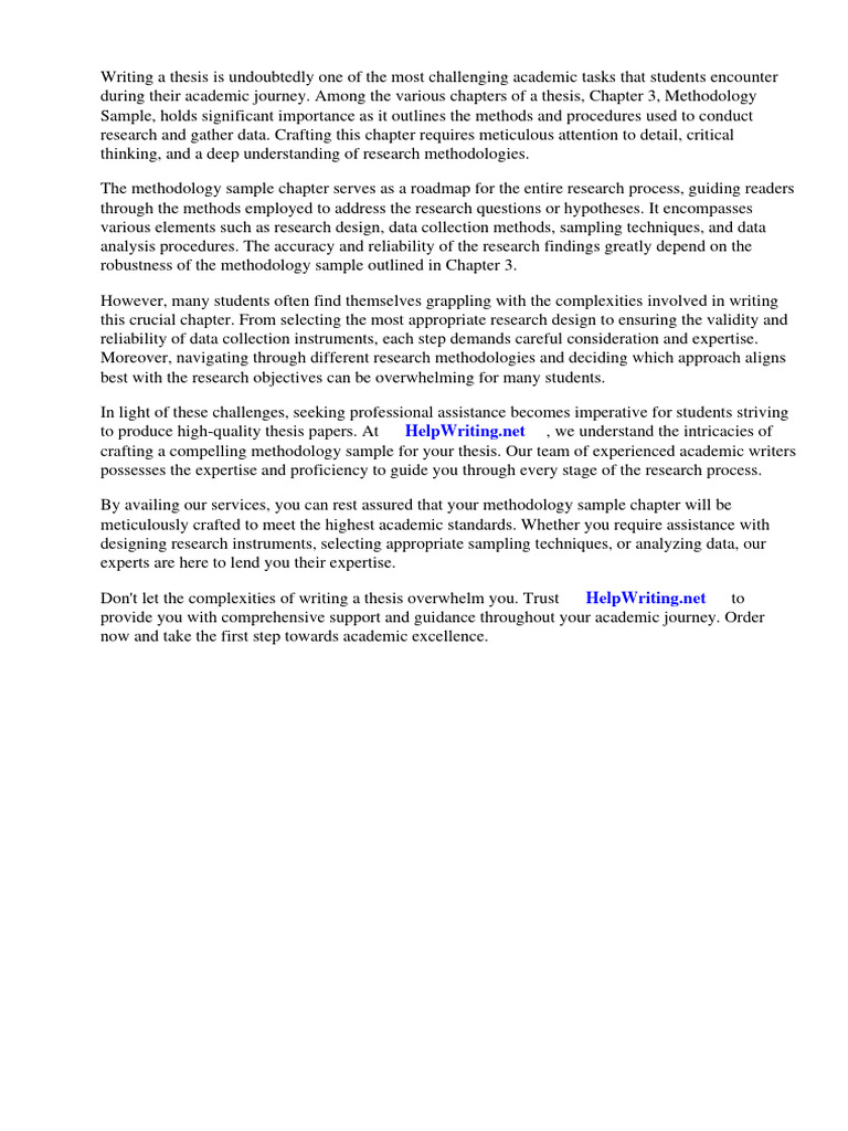 Thesis Chapter 3 Methodology Sample | PDF