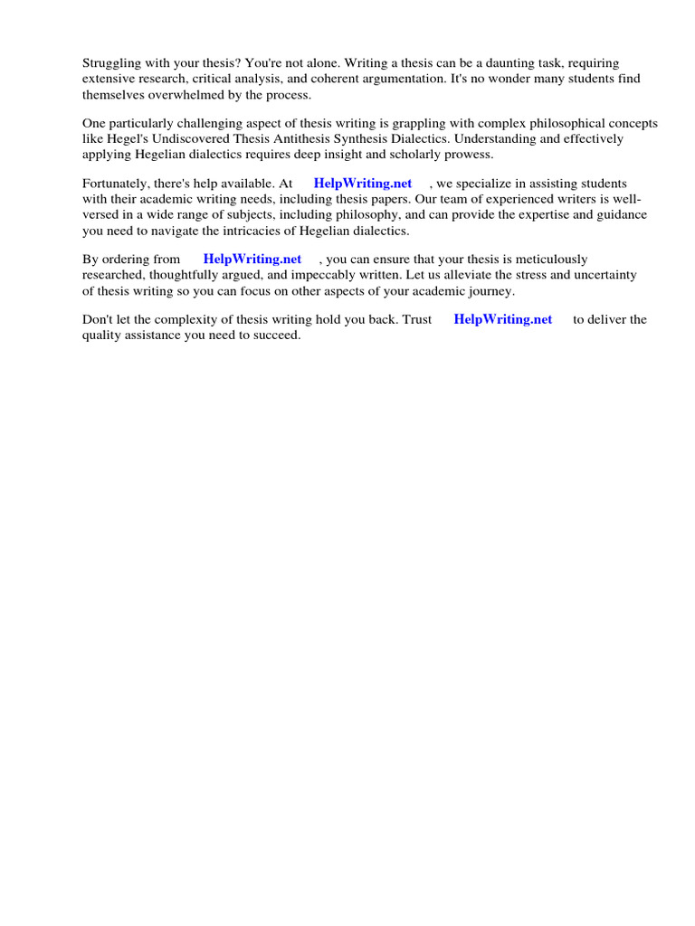 Hegel Undiscovered Thesis Antithesis Synthesis Dialectics PDF | PDF ...