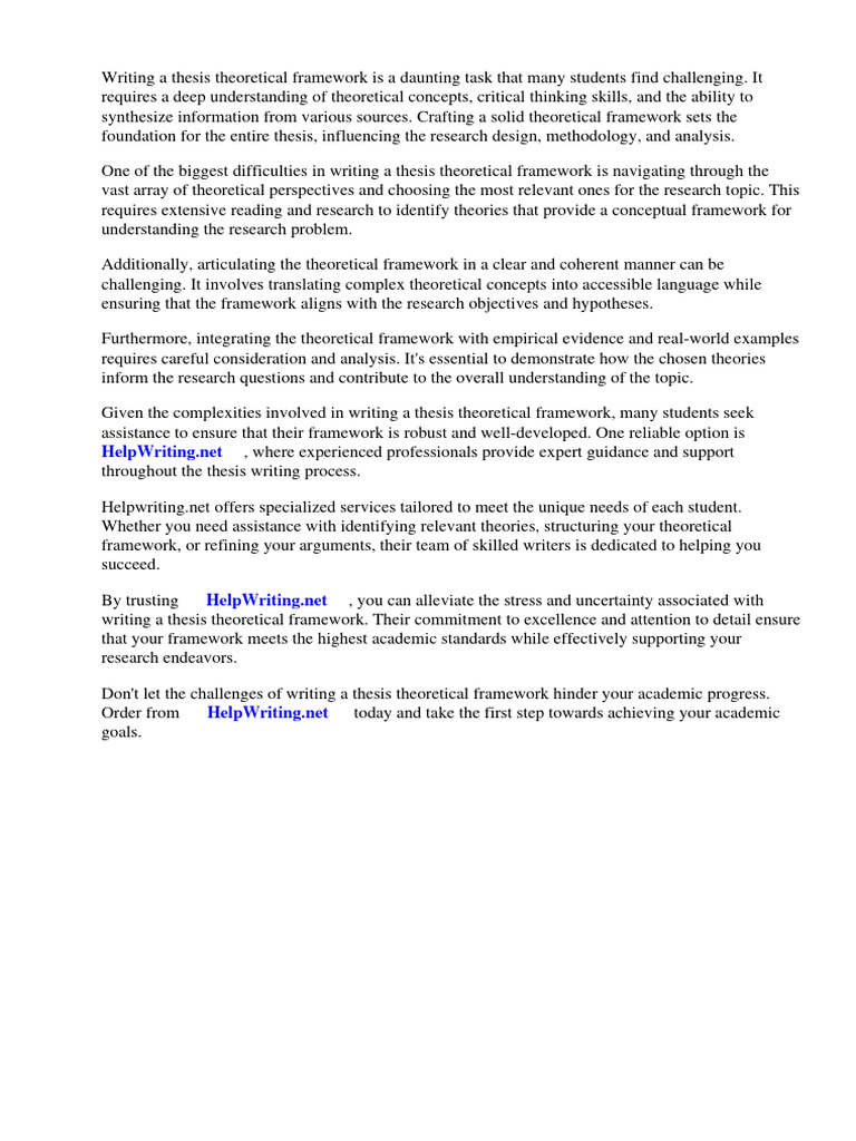 Writing Thesis Theoretical Framework Pdf Theory Methodology