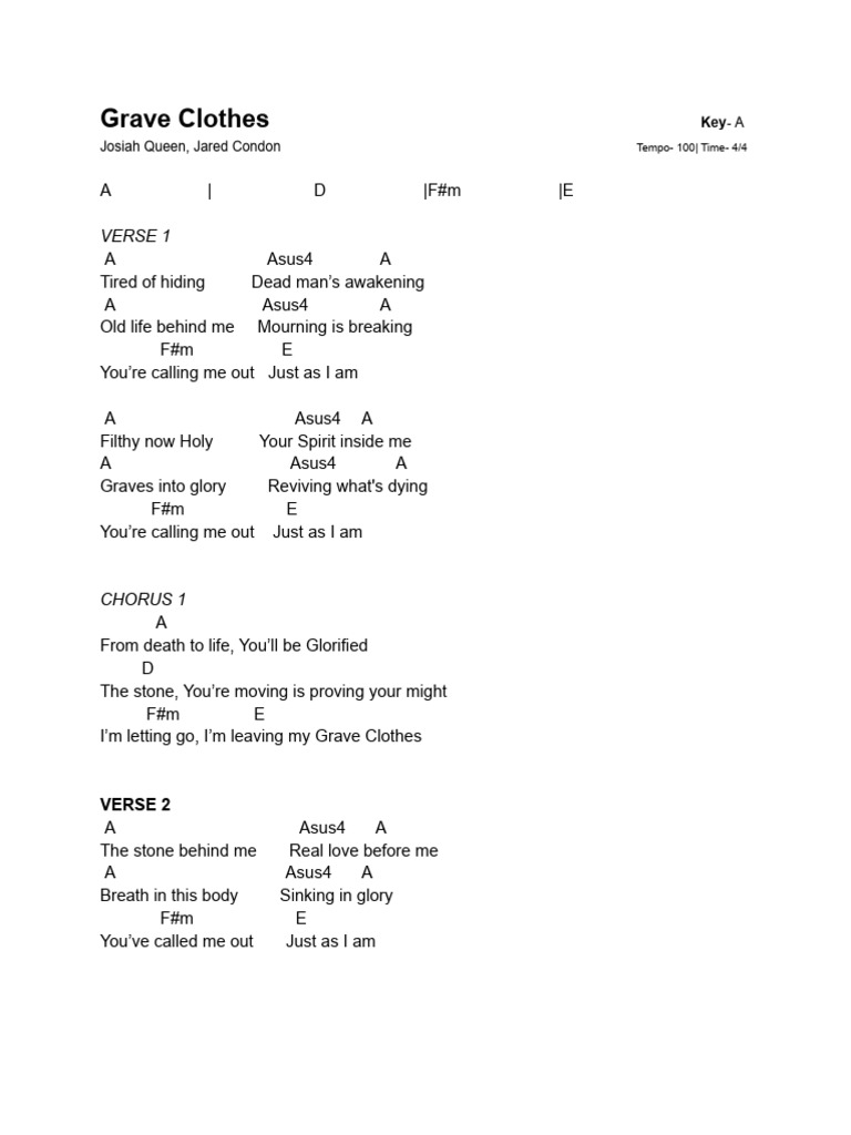 Grave Clothes (Key A) | PDF