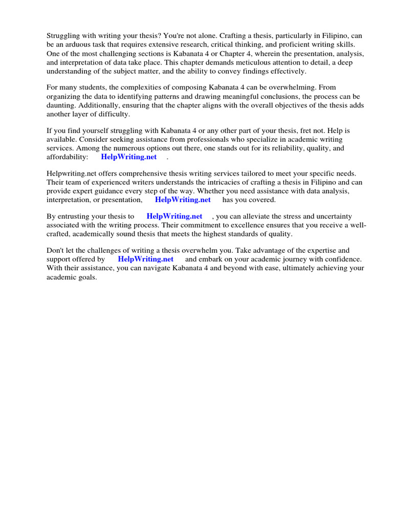 Halimbawa NG Thesis Sa Filipino Kabanata 4 | PDF