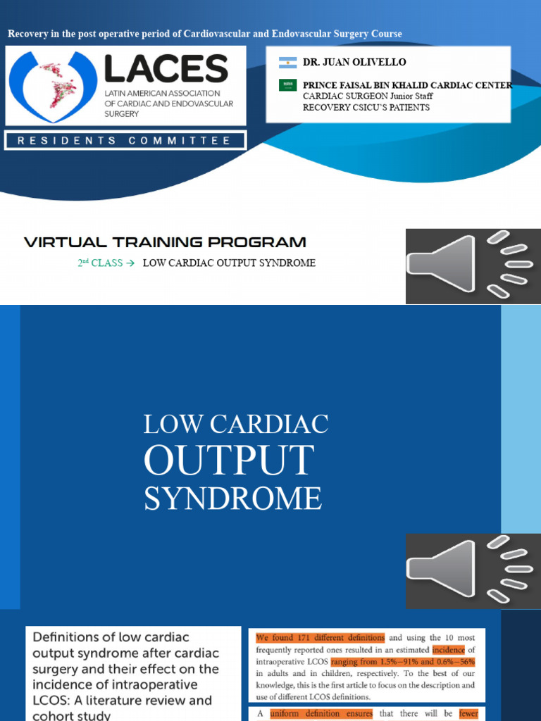 CLASS 2 Low Cardiac Output Syndrome in Cardiac Surgery | PDF | Heart ...
