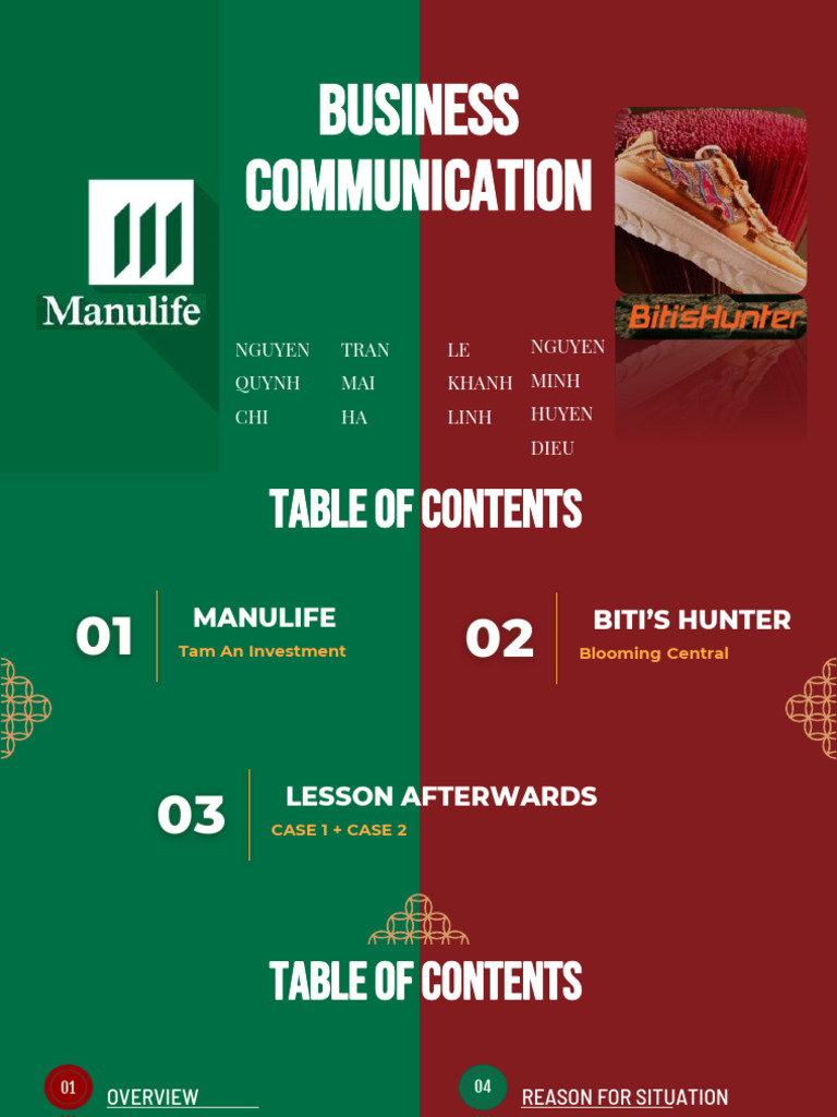 Manulife and Biti's Case Study | PDF | Reputation | Communication